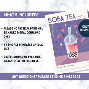 DIGITAL | Boba Tea Exhibition Poster, Bubble Tea Print, Danish Pastels ...