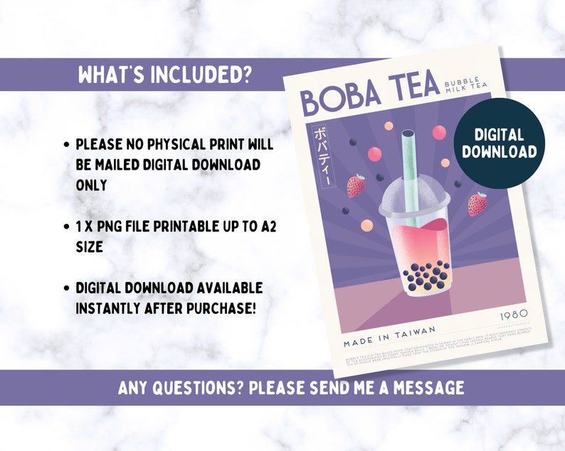DIGITAL Boba Tea Exhibition Poster Bubble Tea Print Danish - Etsy