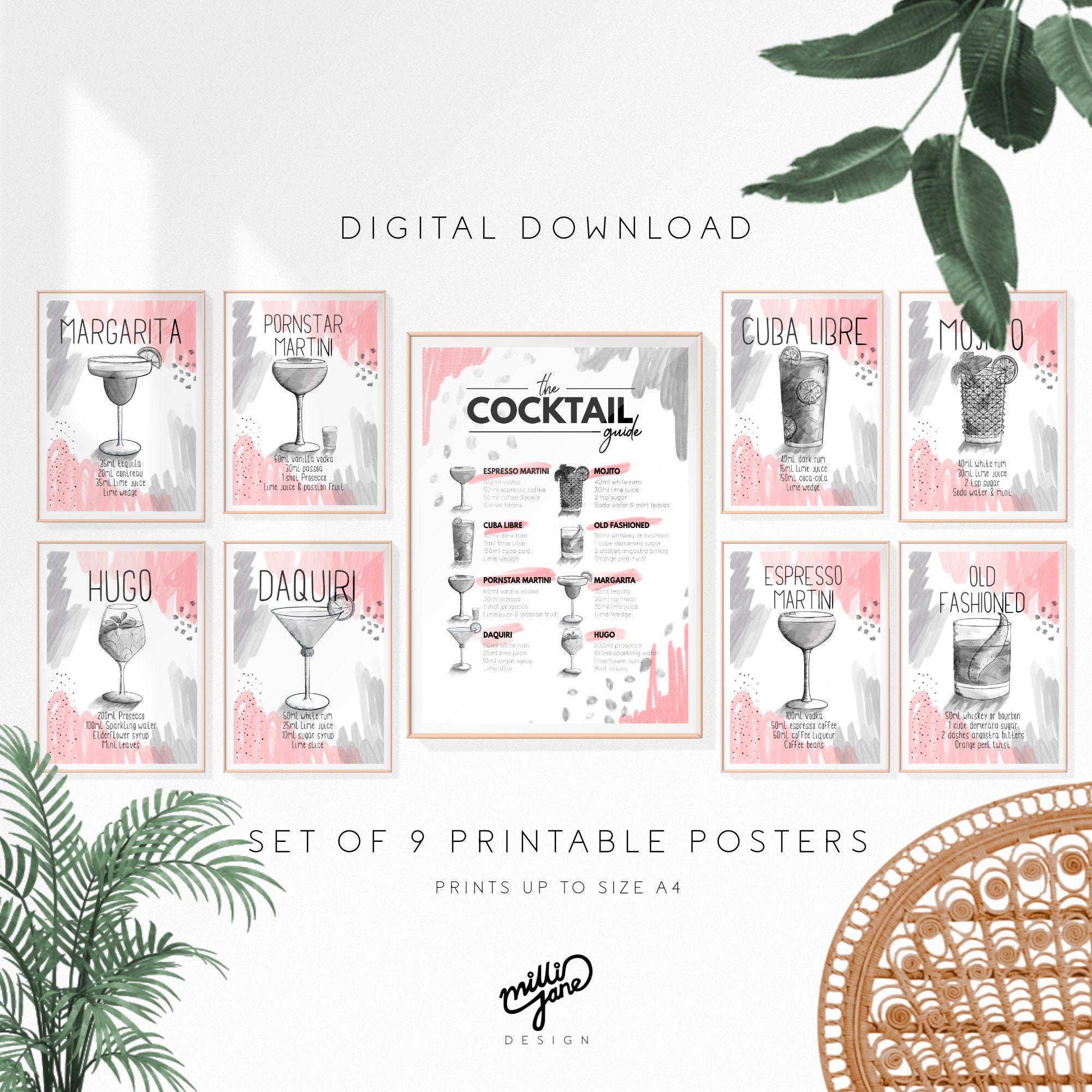 DIGITAL Cocktail Printable Guide & Printable Set,cocktail Recipe,drink ...