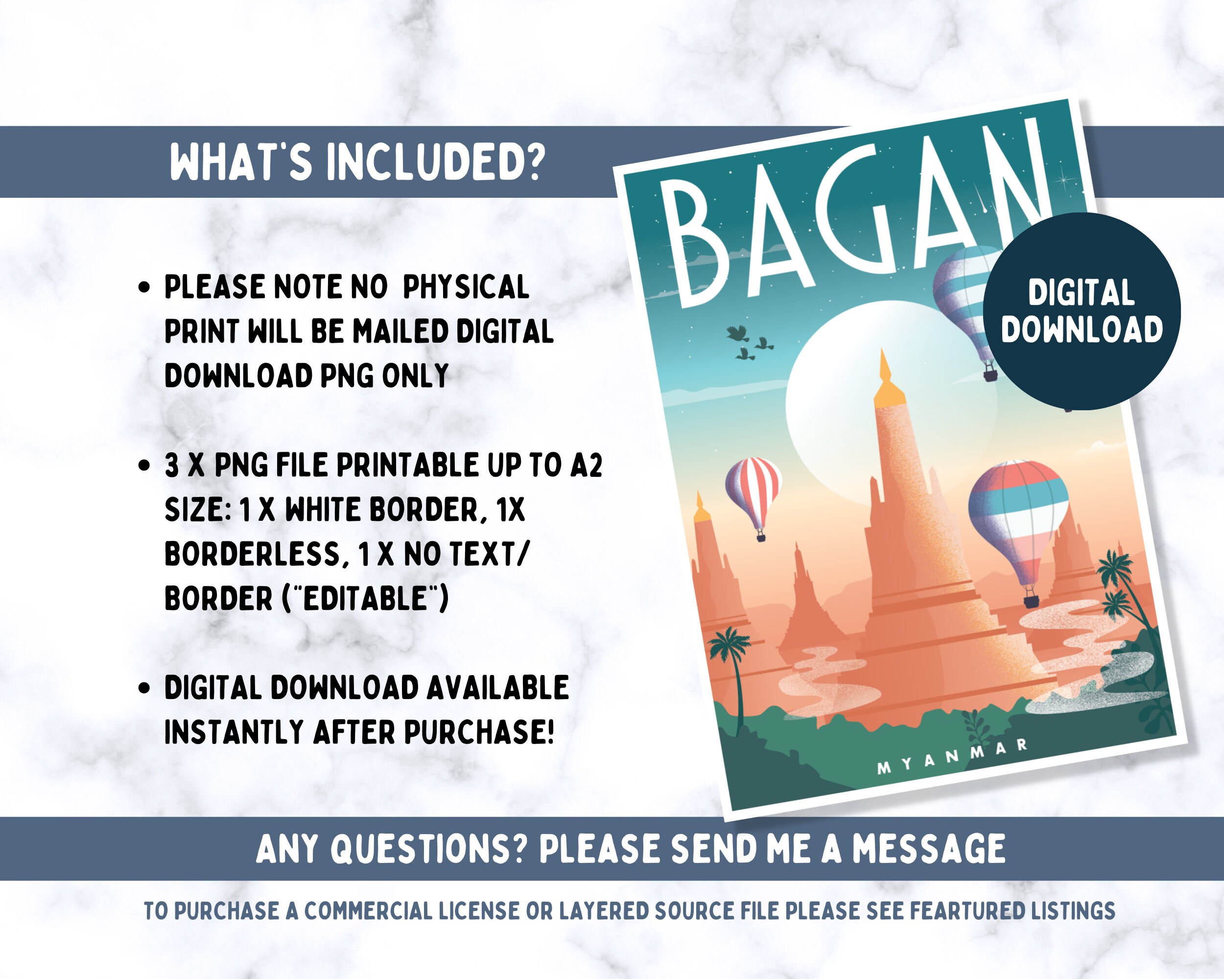 DIGITAL Bagan Myanmar Travel Poster Myanmar Travel Print - Etsy UK