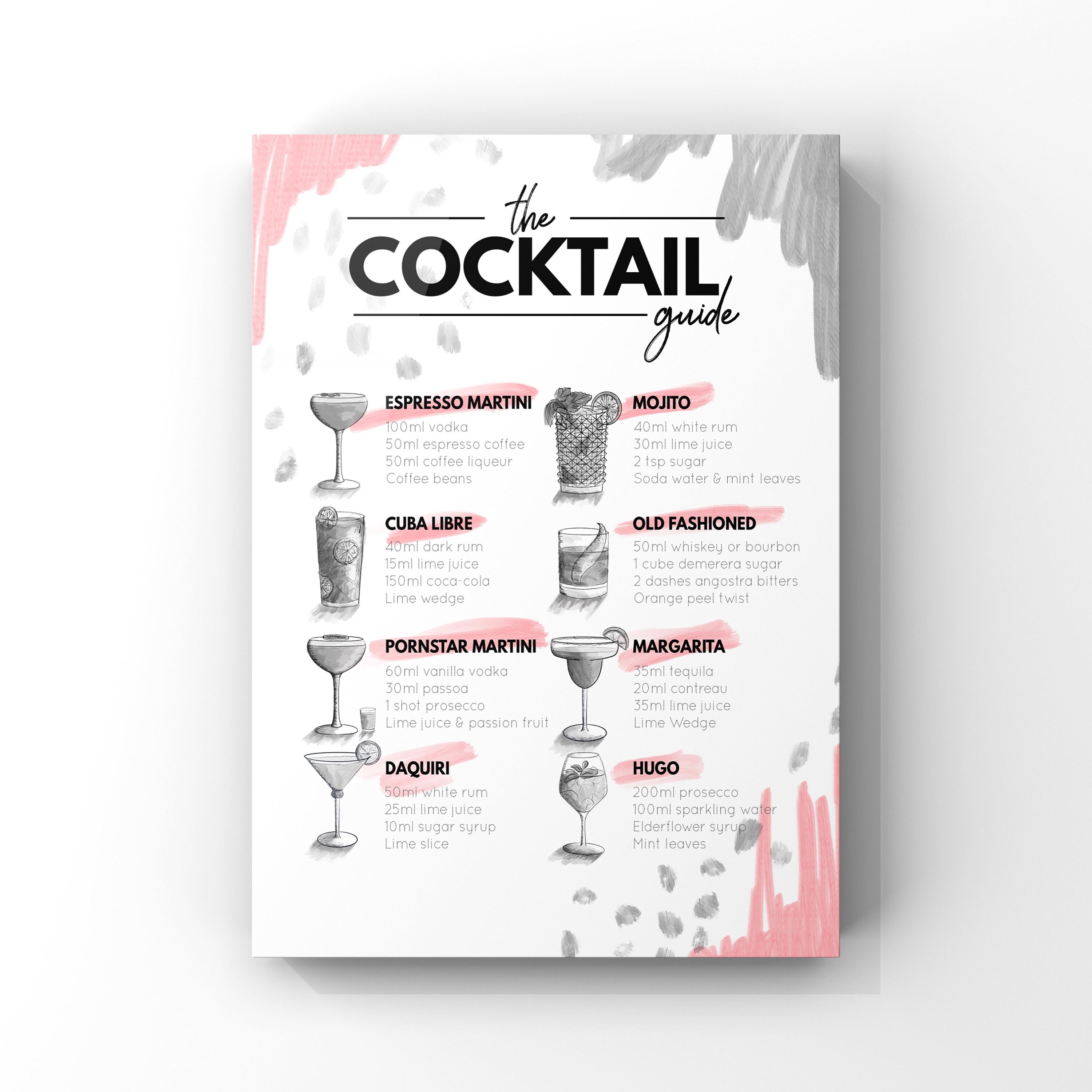 DIGITAL Cocktail Guide Printable Poster Abstract Home - Etsy