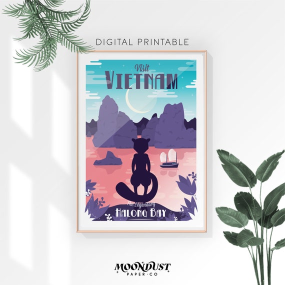 DIGITAL Mewtwo in Halong Bay Legendary Pokemon Travel Poster | Etsy