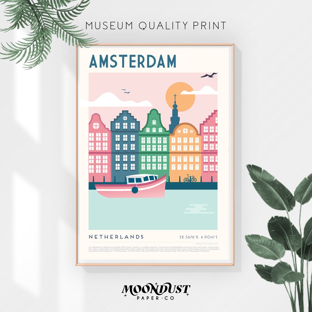 DIGITAL Amsterdam Print, Netherlands Wall Art, Amsterdam Poster, Travel ...