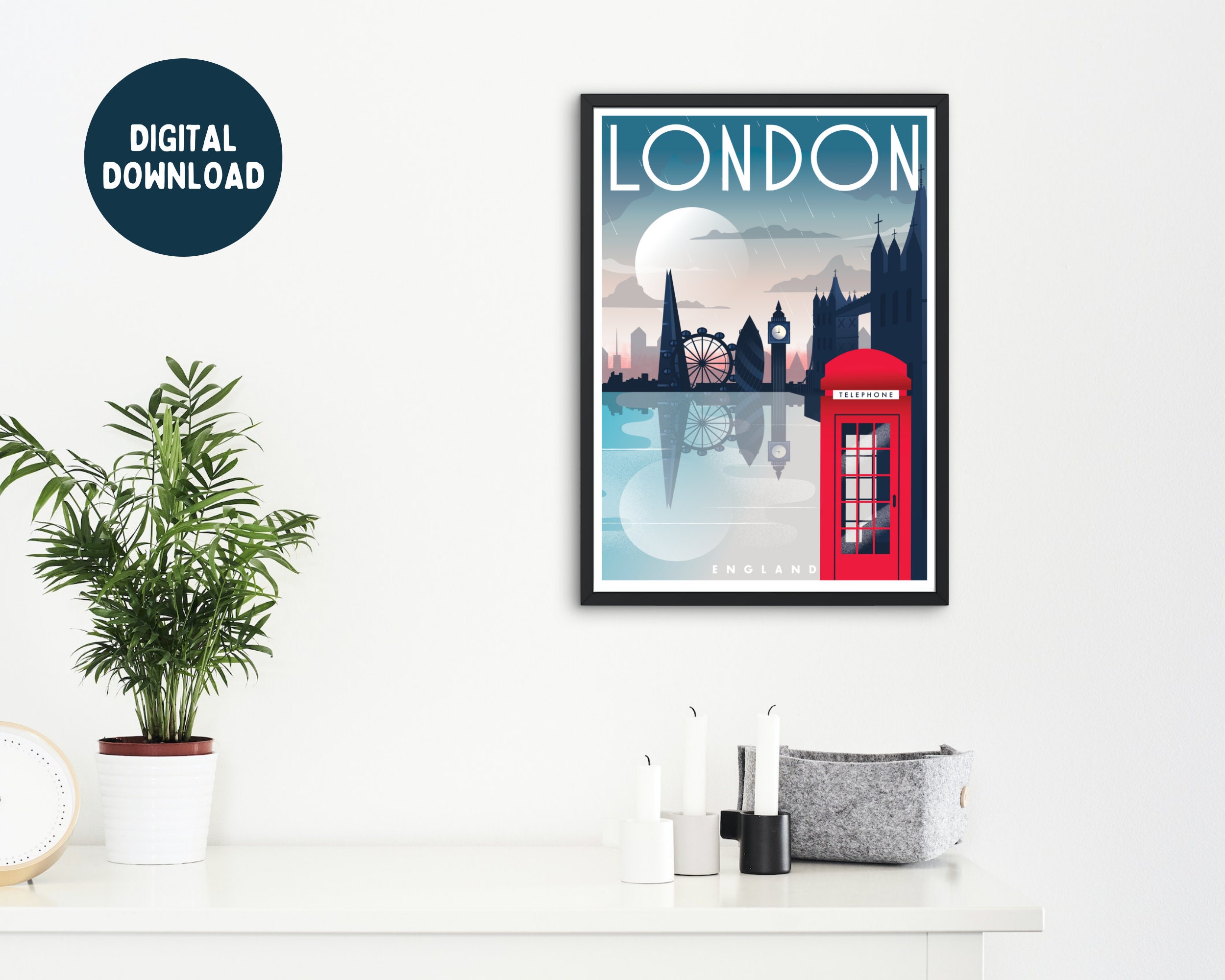 DIGITAL London England Print, London Skyline Poster, Uk Print, Travel ...