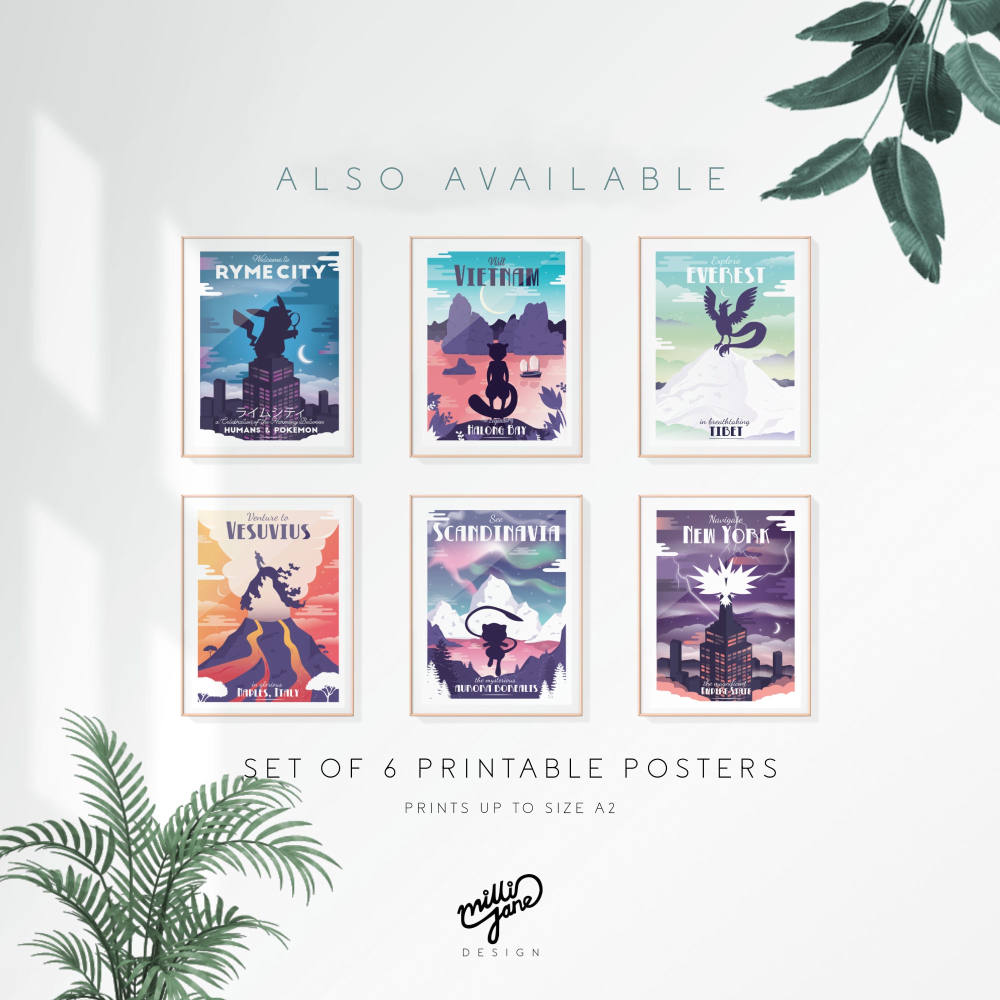 DIGITAL Mewtwo in Halong Bay Legendary Pokemon Travel Poster - Etsy