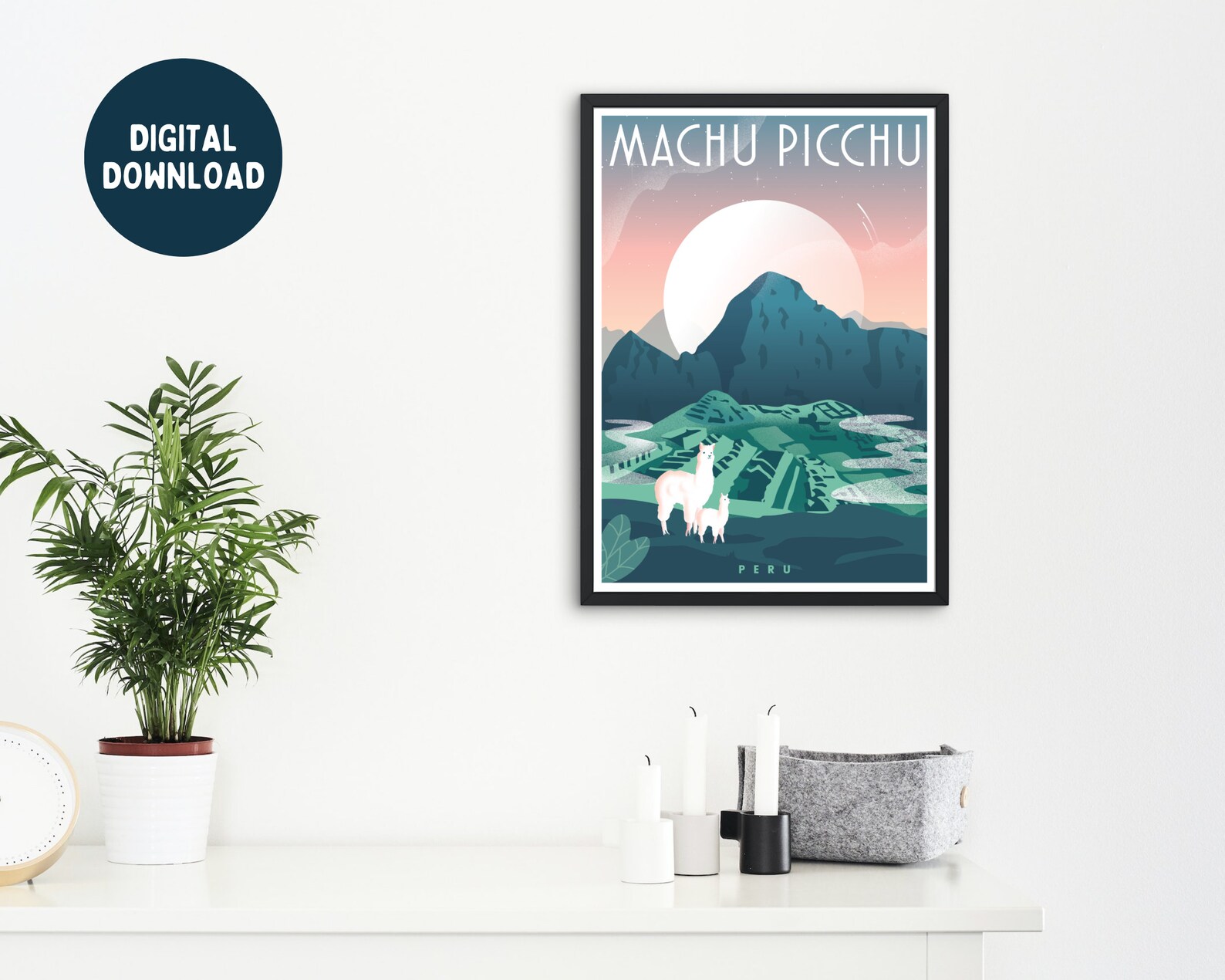 DIGITAL Machu Picchu Art Print Travel Poster Incan Citadel - Etsy