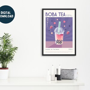 DIGITAL | Boba Tea Exhibition Poster, Bubble Tea Print, Danish Pastels ...