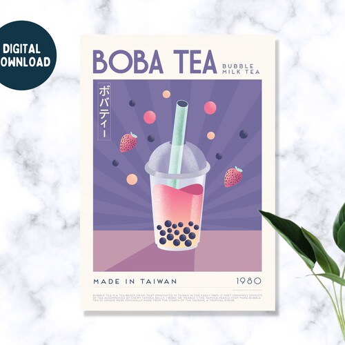 Bubble Tea Art Boba Tea Poster Bubble Tea Poster Digital - Etsy Canada