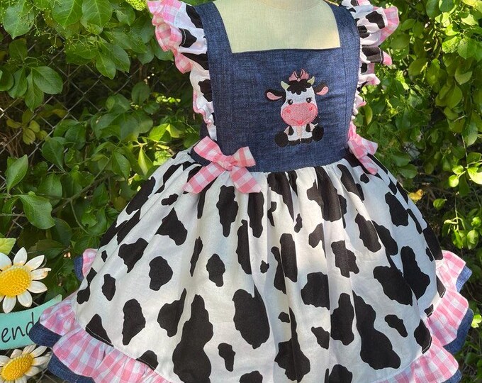 Cow Toddler Dress,farm Dress,girls Cow Dress,baby Cow Dress,toddler Cow ...