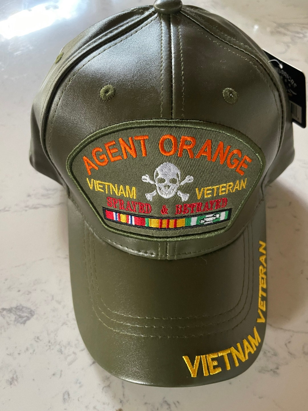 Agent Orangesprayed & Betrayed Cap Leather Olive Green Color - Etsy