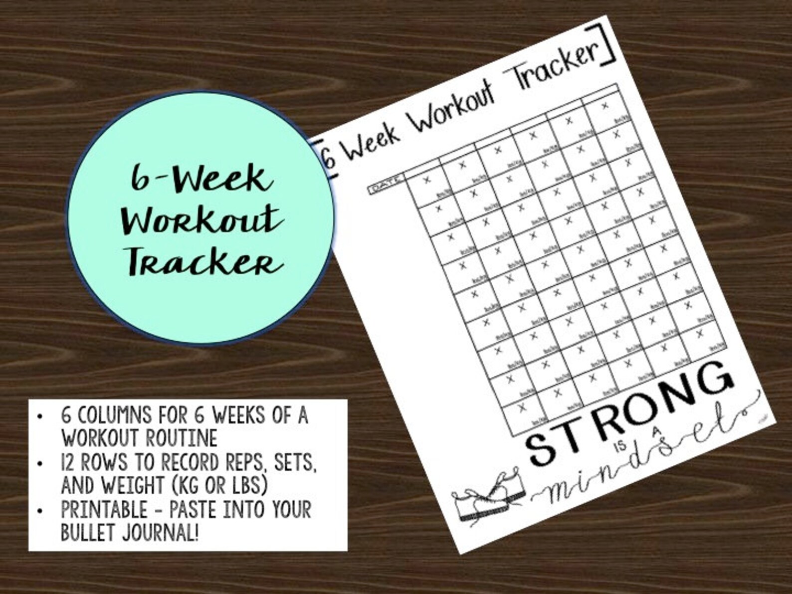 Printable 6 Week Workout Tracker - Etsy