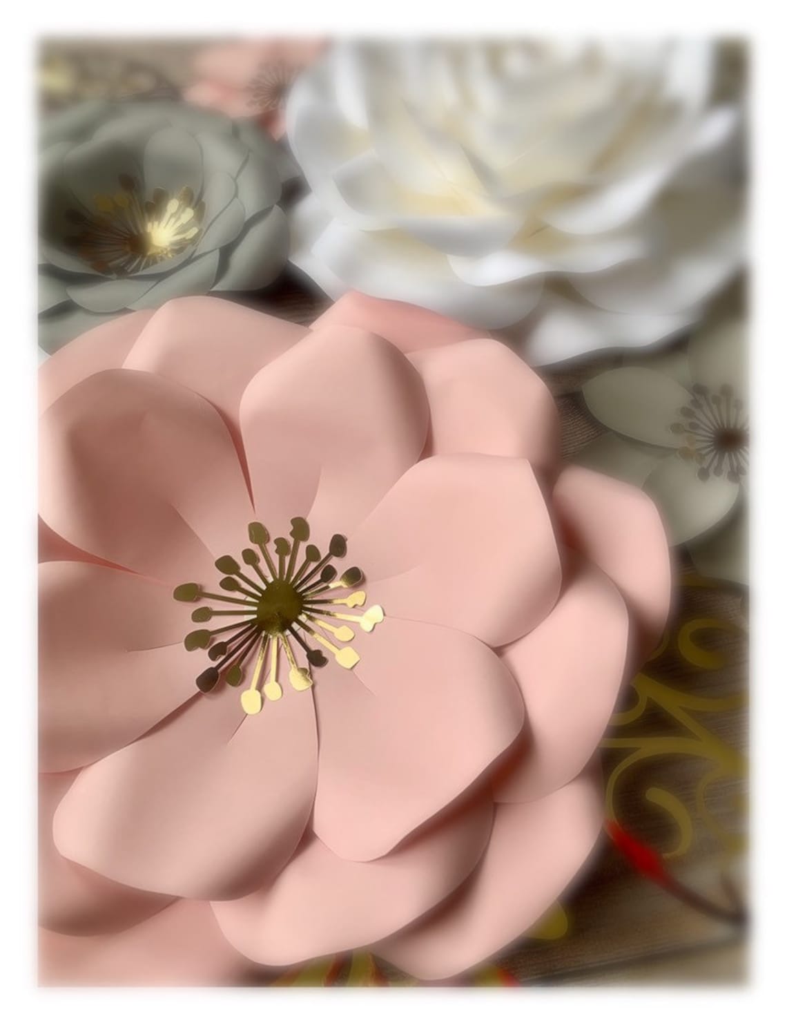 Elegant Paper Flower Set Nursery Paper Flowers Nursery | Etsy