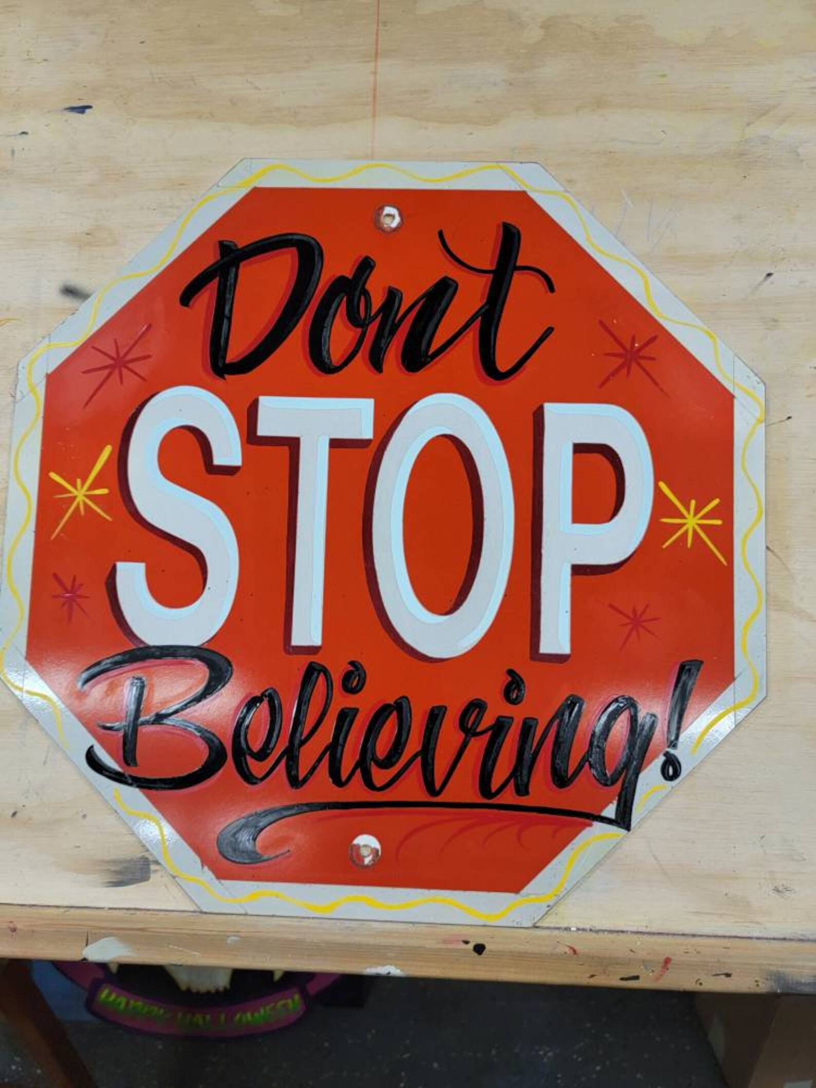 Don't Stop Believing Hand Painted Stop Sign - Etsy