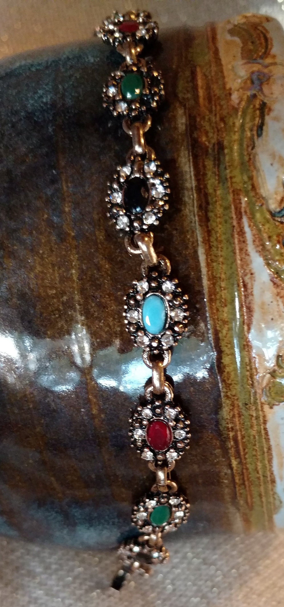 Elegante oro antiguo color plateado vintage resina piedra | Etsy