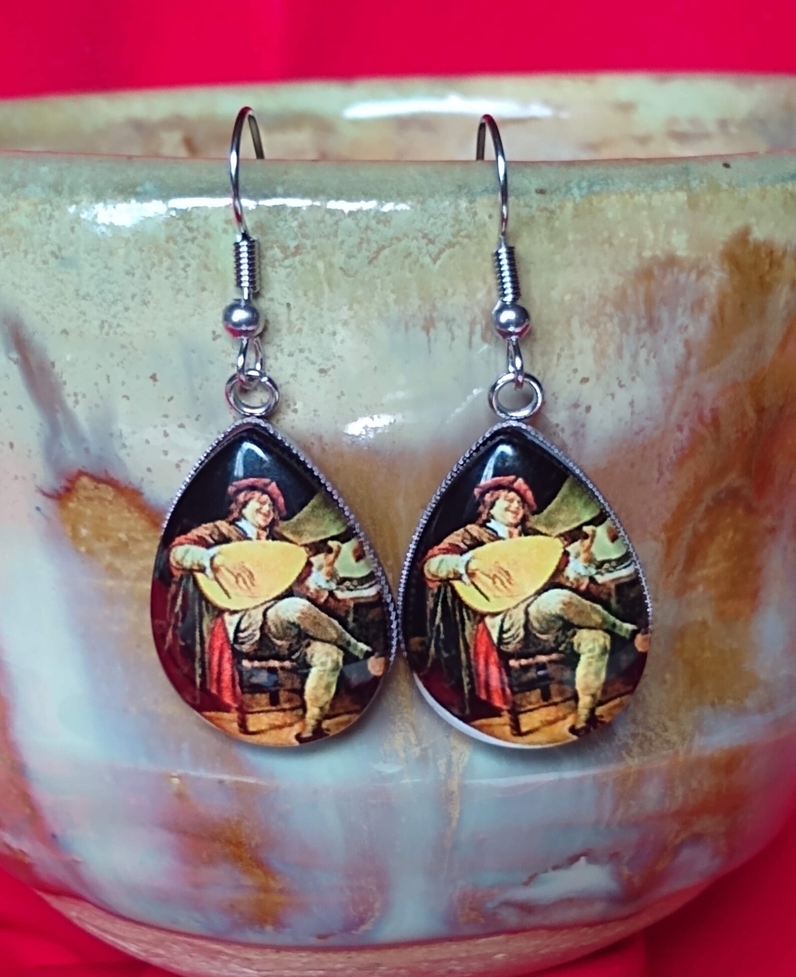 Renaissance Classic Lute Player Painting Inspired Statement Earrings ...