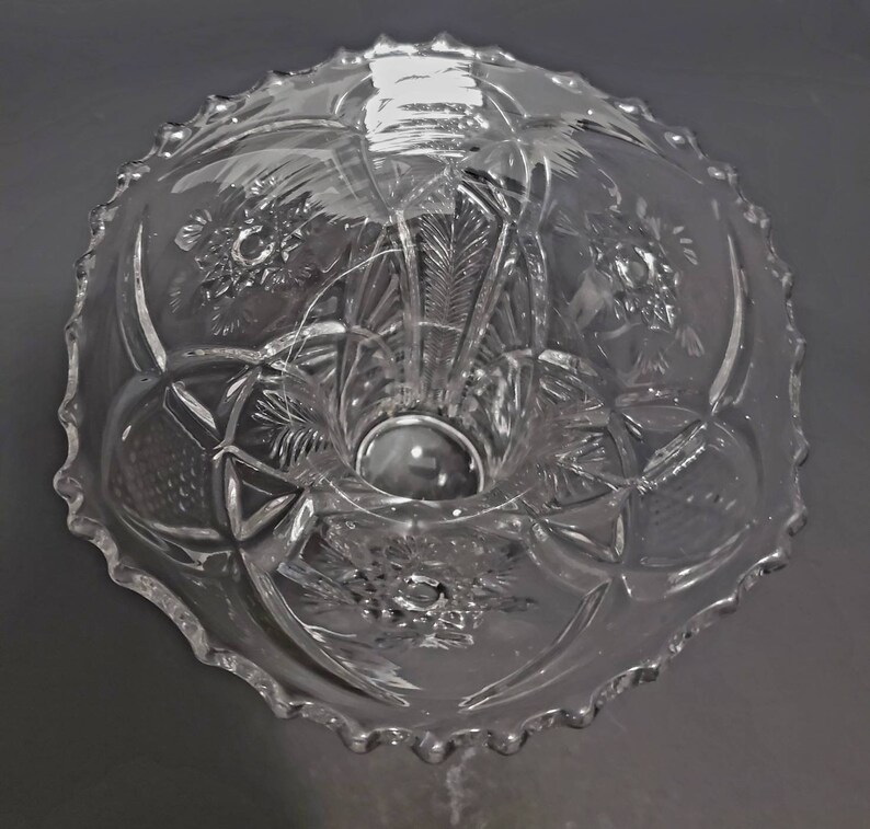 Pressed Glass Vase, Broad Mouth, Hobstar Pattern - Etsy