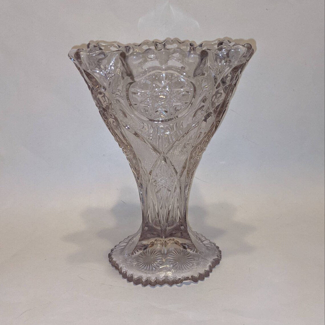 Pressed Glass Vase Crimped and Ruffled Top Edge Sawtooth - Etsy UK