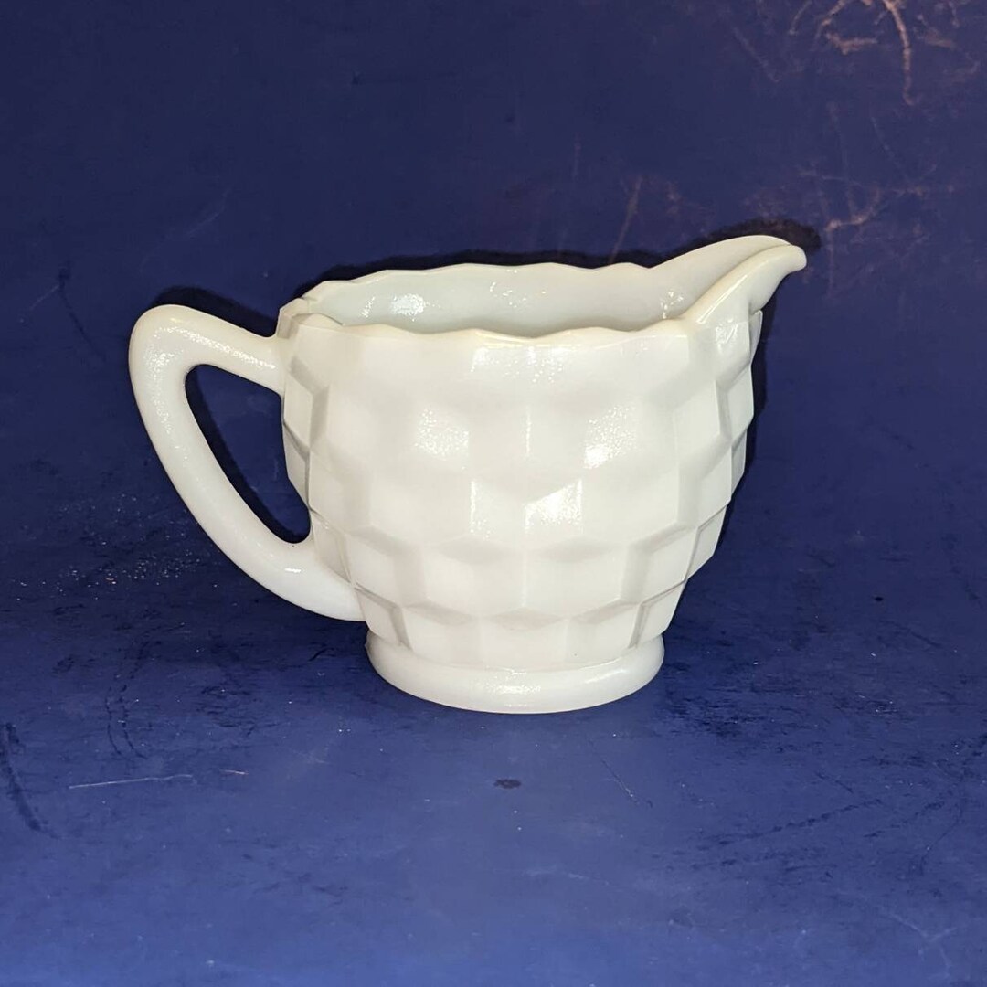 Hazel Atlas, Depression Glass, Milk Glass, Cube Pattern Creamer - Etsy