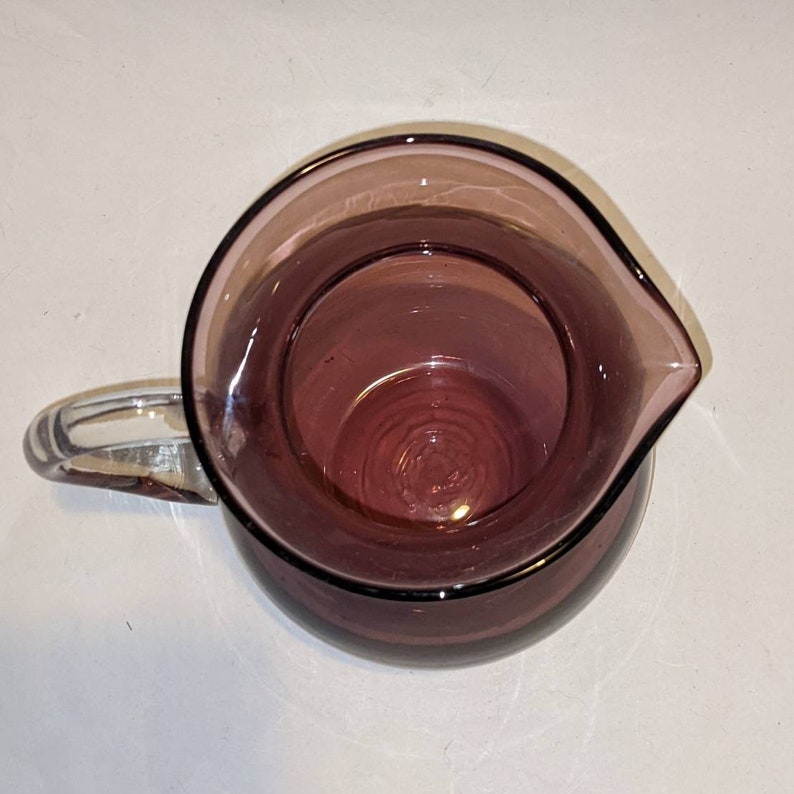 Purple Glass Pitcher With a Clear Handle - Etsy