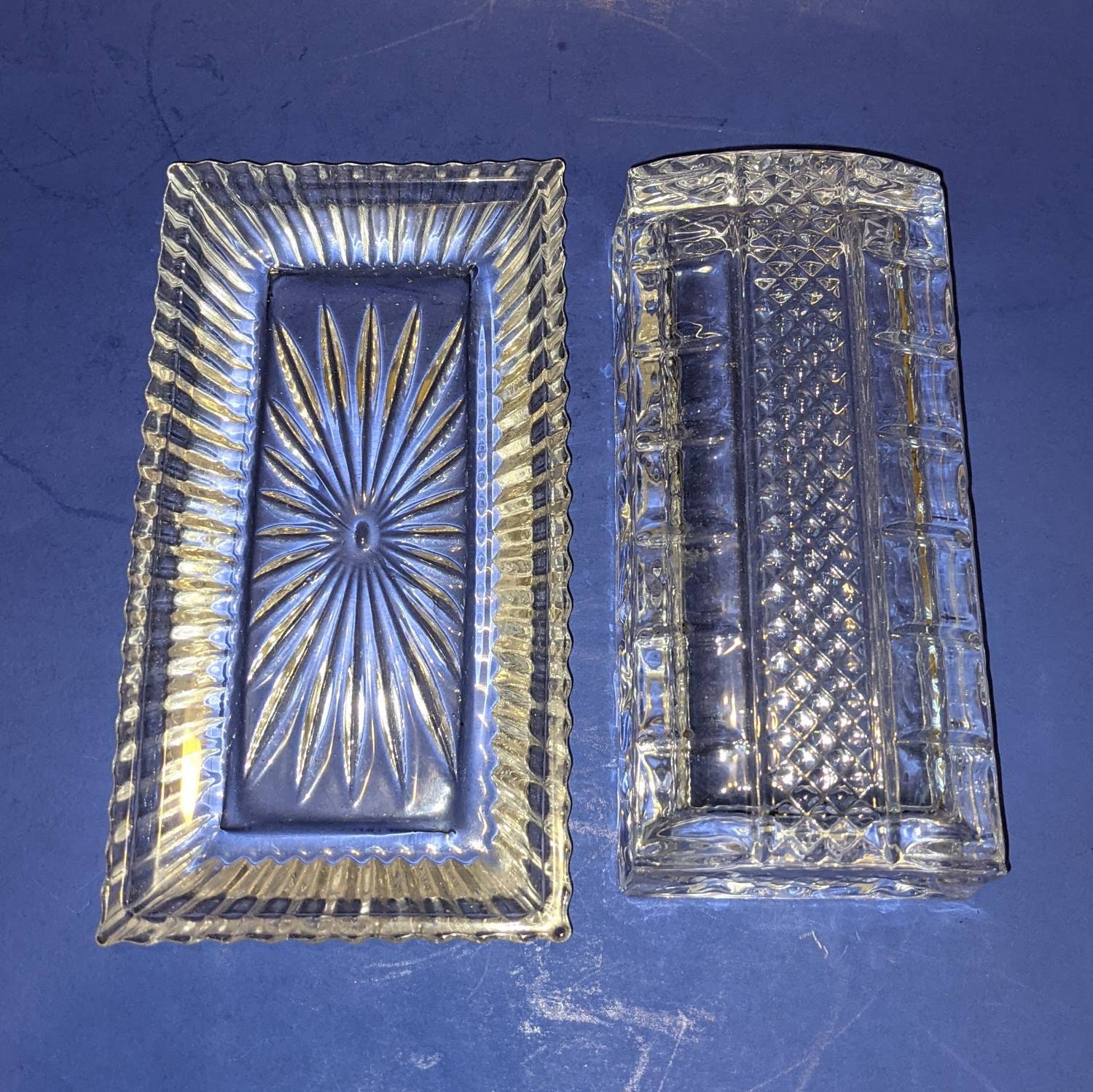 Covered Butter Dish Pressed Glass Diamond Pattern Lovely - Etsy