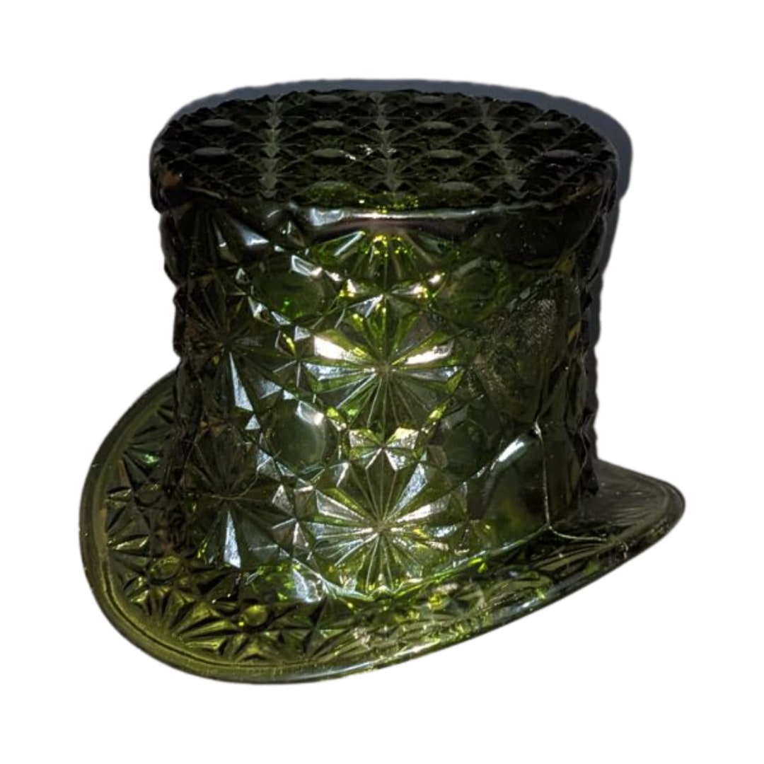 Green Glass Top Hat, Toothpick Cigarette Holder, Mid Century Fenton ...