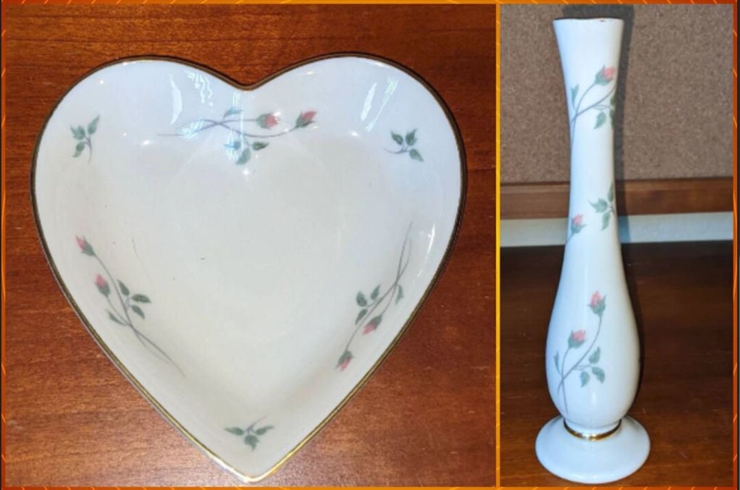 Choice of Lenox Rose Manor Bud Vase or Heart Trinket Bowl - Etsy