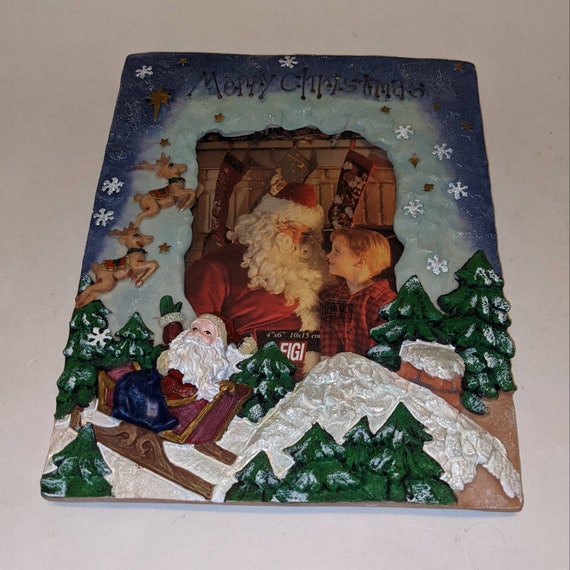 Frame Porcelain Santa With Sled Photo Frame FIGI Graphics | Etsy