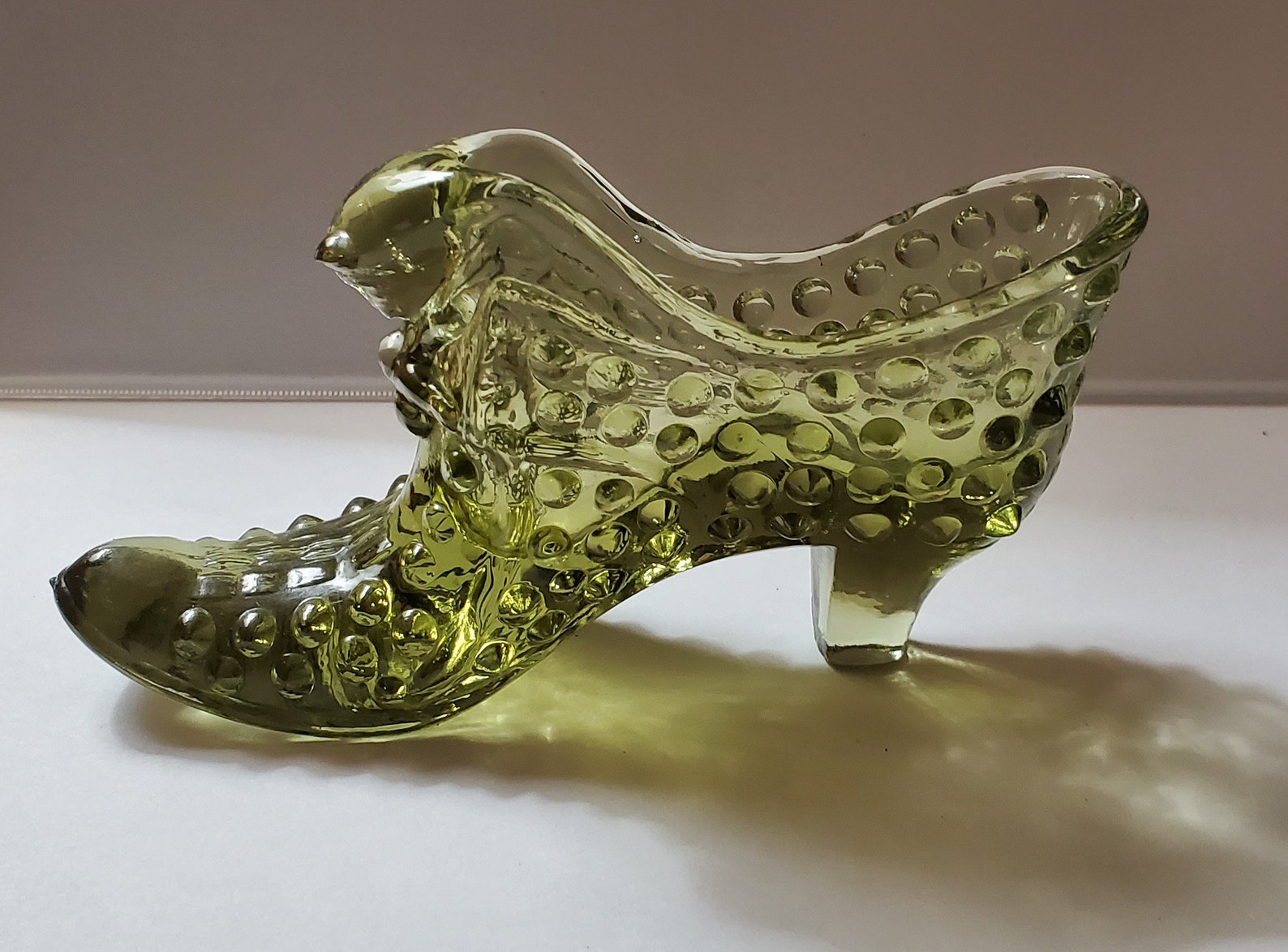 Fenton Hobnail Green Shoe With Cat Face - Etsy