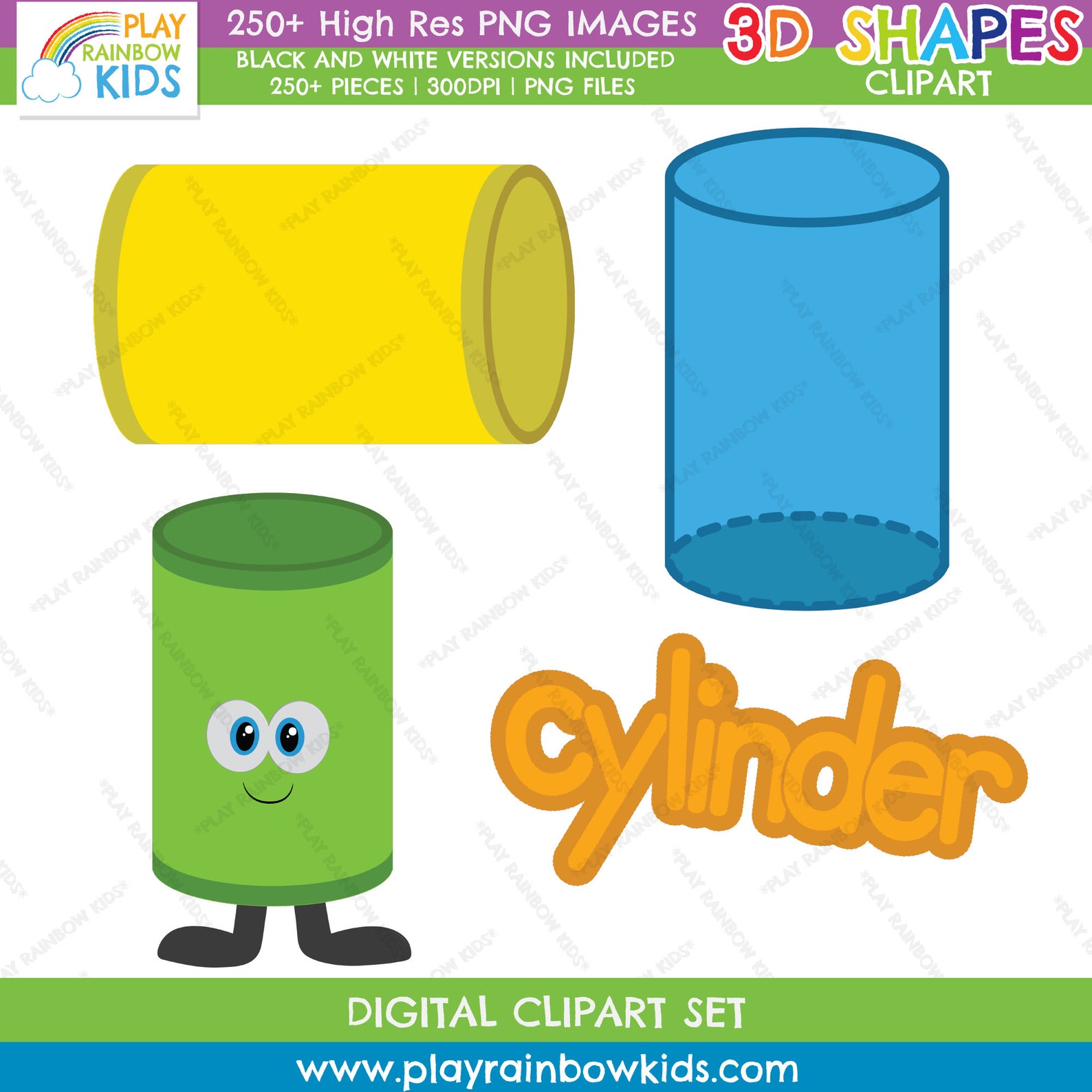 3D Shapes Clipart Smiling Shapes Math Clipart Geometry Instant Download ...