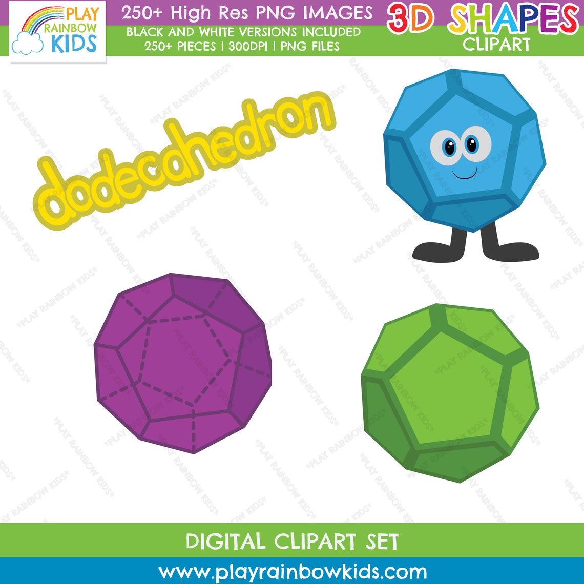 3D Shapes Clipart Smiling Shapes Math Clipart Geometry - Etsy Canada