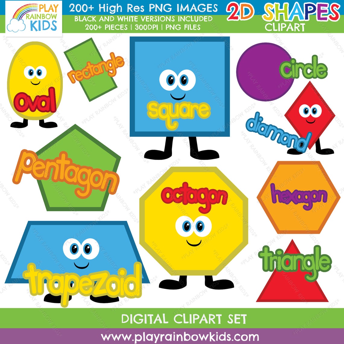 2D Shapes Clipart | Geometric Clipart | Cute Clipart | Teacher Clipart ...