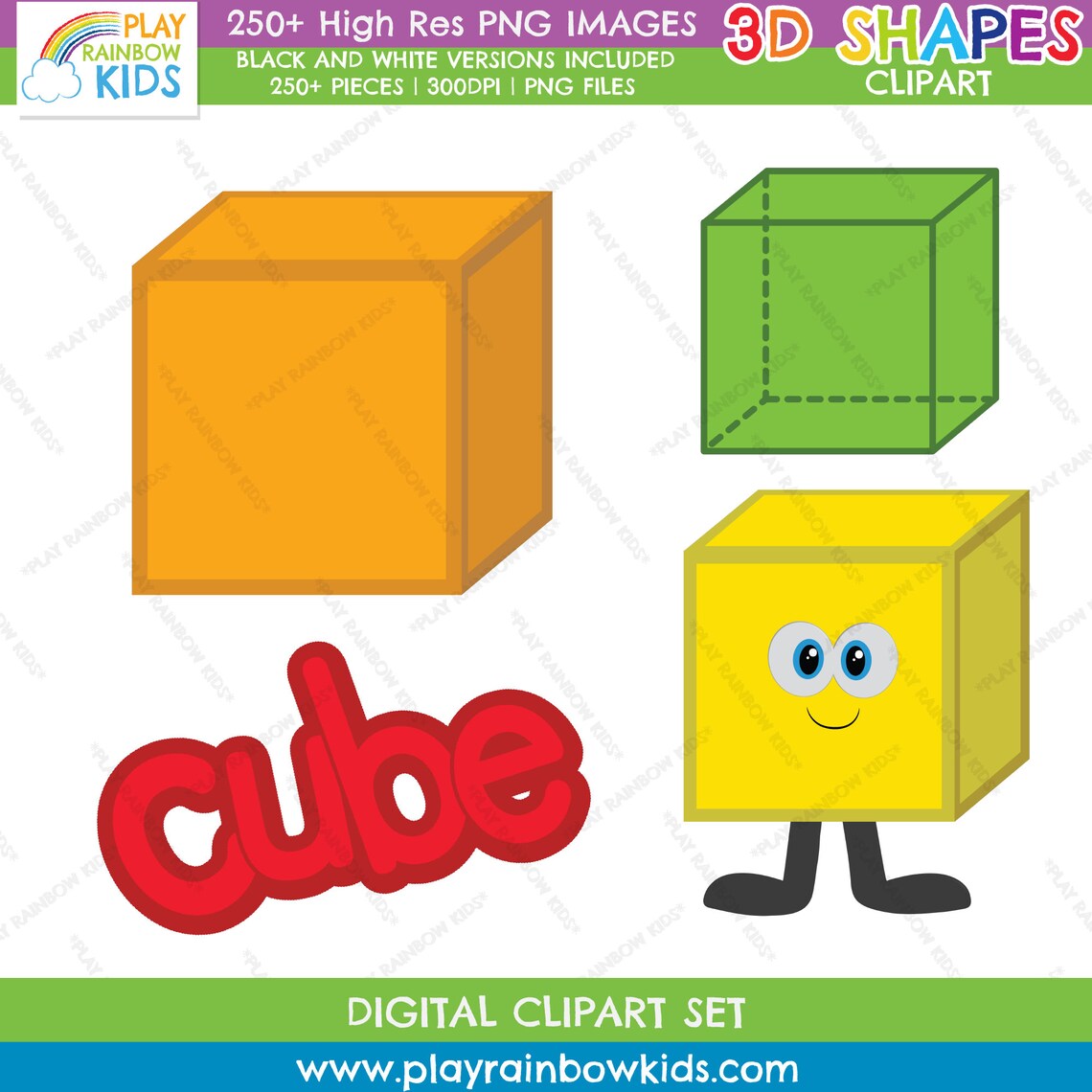 3D Shapes Clipart Smiling Shapes Math Clipart Geometry - Etsy Canada