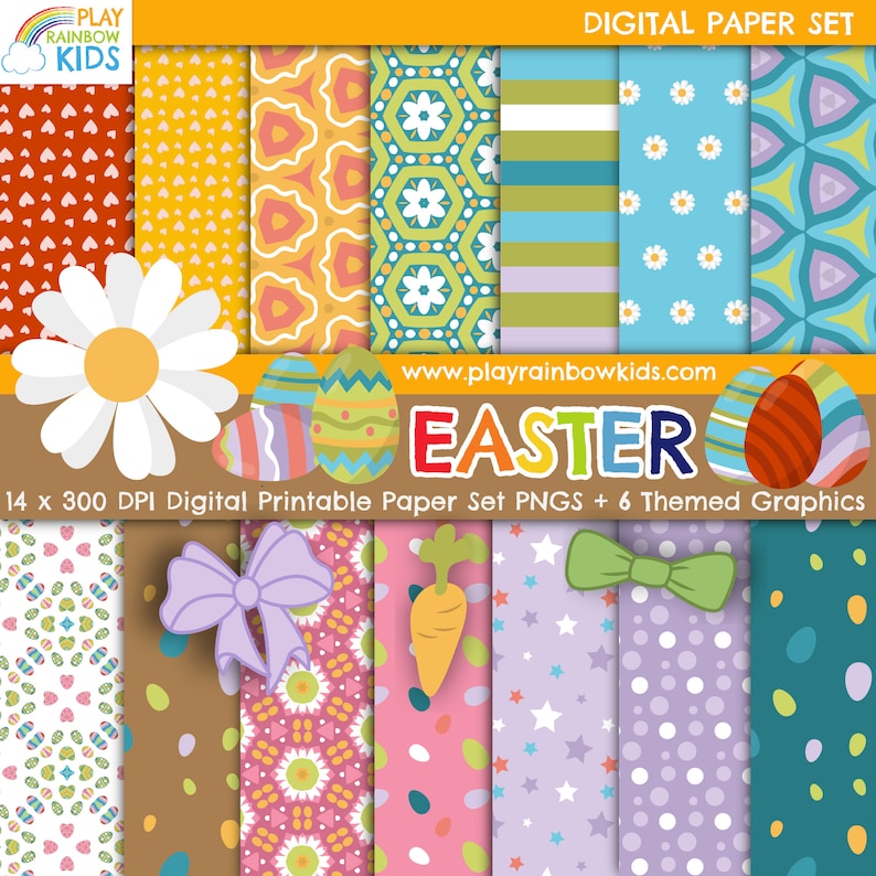 Easter Digital Paper, Spring Flowers, Commercial Use, Easter Papers ...