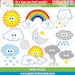 Weather Clipart Instant Download Rainbow Clipart, Sun, Cloud, Tornado ...