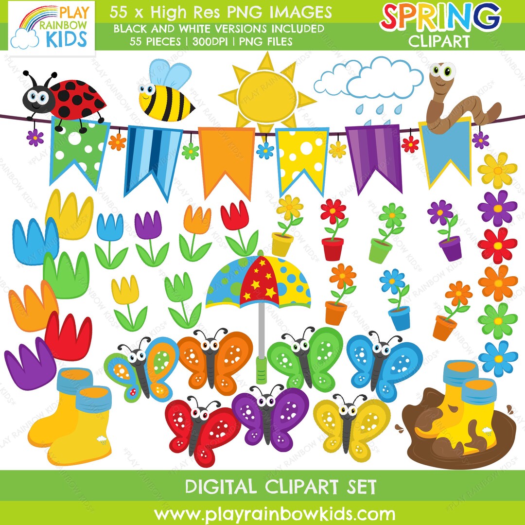 Spring Clipart - Instant Download - Butterfly, Ladybug, Daisy, Tulip ...
