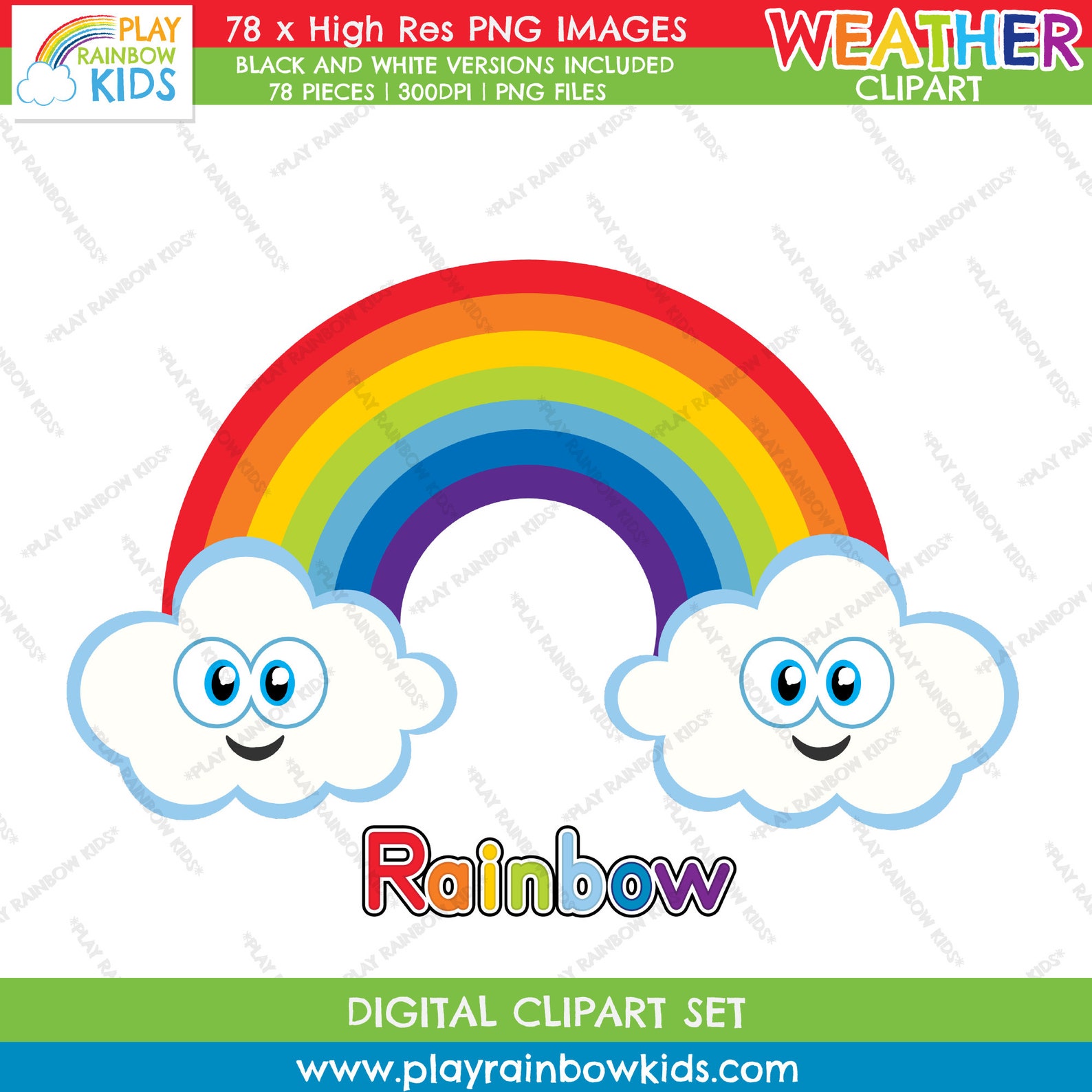 Weather Clipart Instant Download Rainbow Clipart, Sun, Cloud, Tornado ...
