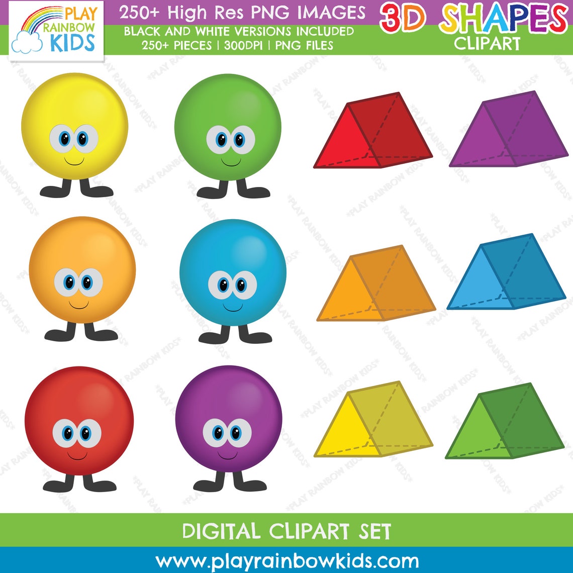 3D Shapes Clipart Smiling Shapes Math Clipart Geometry - Etsy Canada