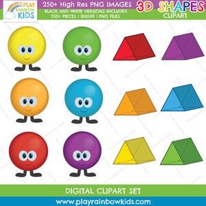 3D Shapes Clipart | Smiling Shapes| Math Clipart | Geometry | Instant ...