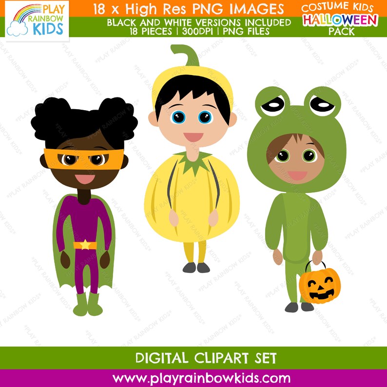 Kids Halloween Clipart Diverse Clipart Costume Kids Clipart - Etsy