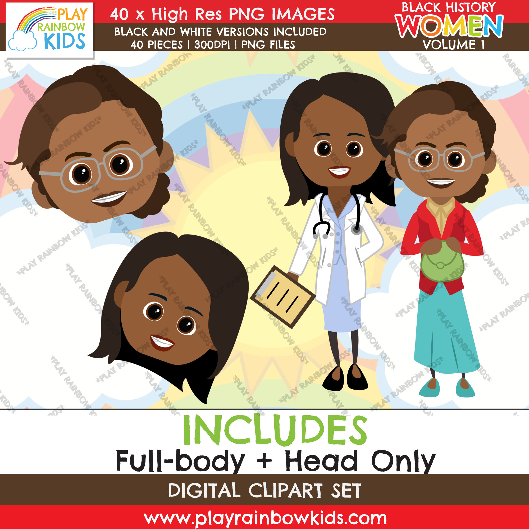 Black History Month Clipart, Women, Maya Angelou, Rosa Parks, Sojourner ...
