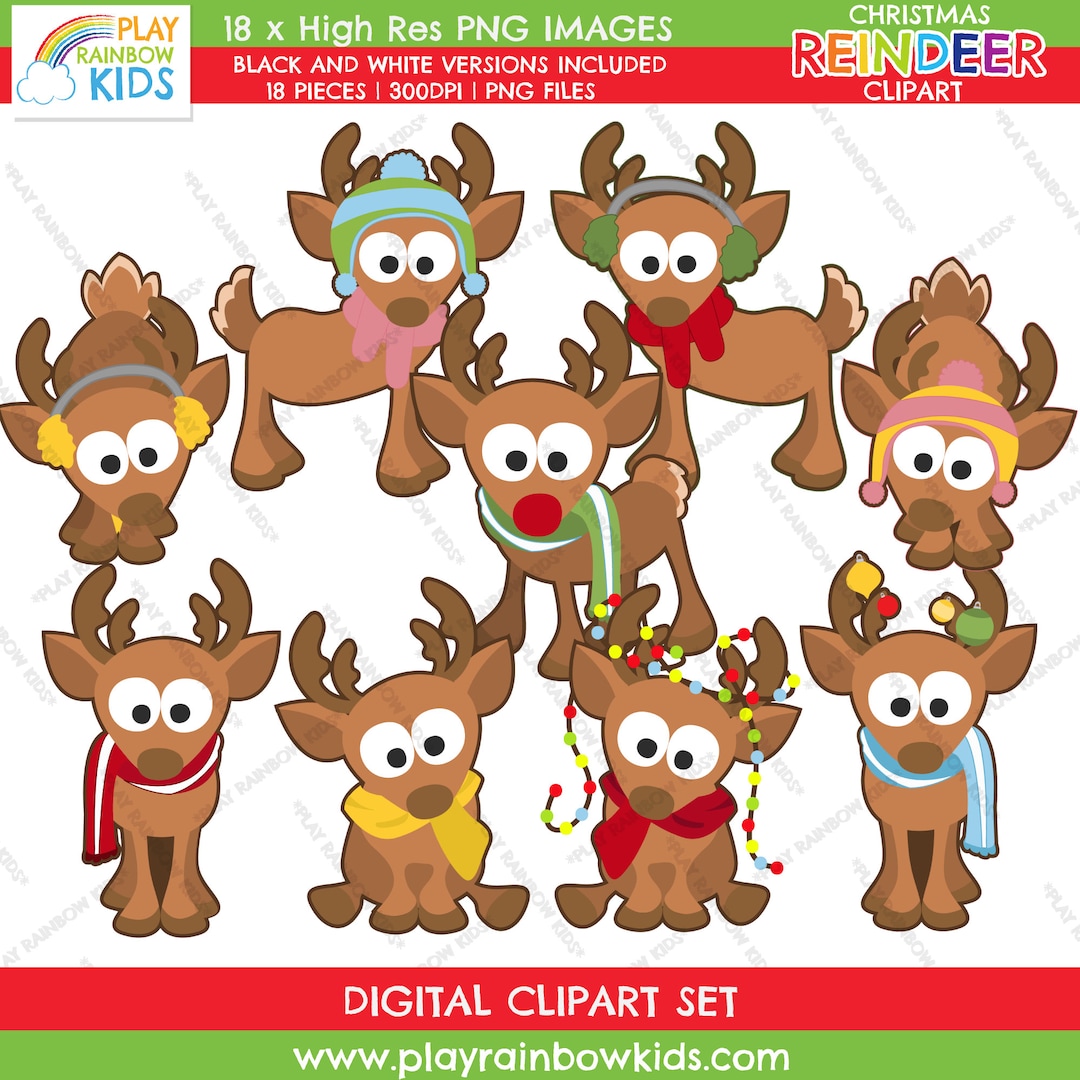Reindeer Clipart | Christmas Clipart | Rudolph | Red Nosed Reindeer ...