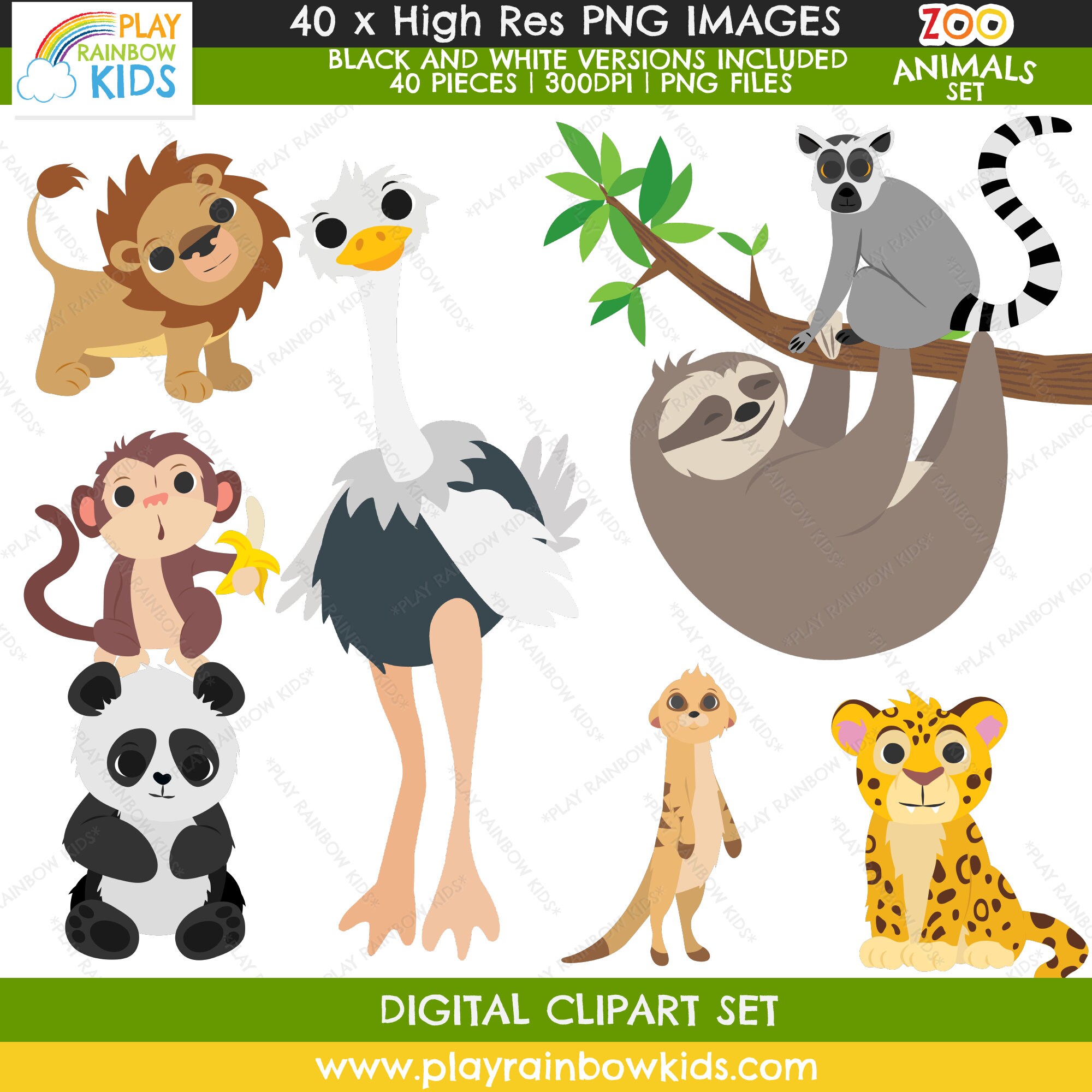 Zoo Animal Clipart Safari Clipart Instant Download - Etsy