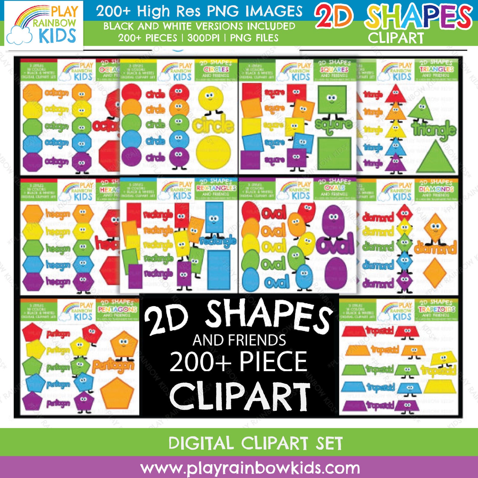 2D Shapes Clipart Geometric Clipart Cute Clipart Teacher - Etsy Canada