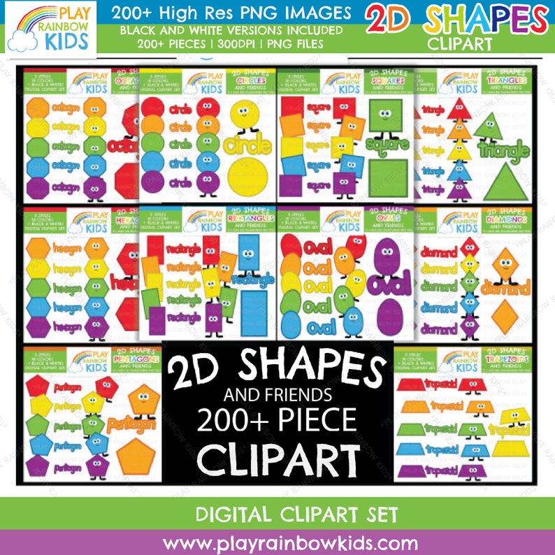 2D Shapes Clipart | Geometric Clipart | Cute Clipart | Teacher Clipart ...
