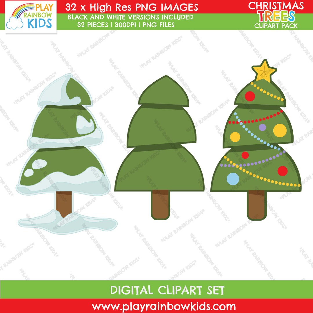 Christmas Tree Illustration Snowy Tree Christmas Clipart Assorted Tree ...