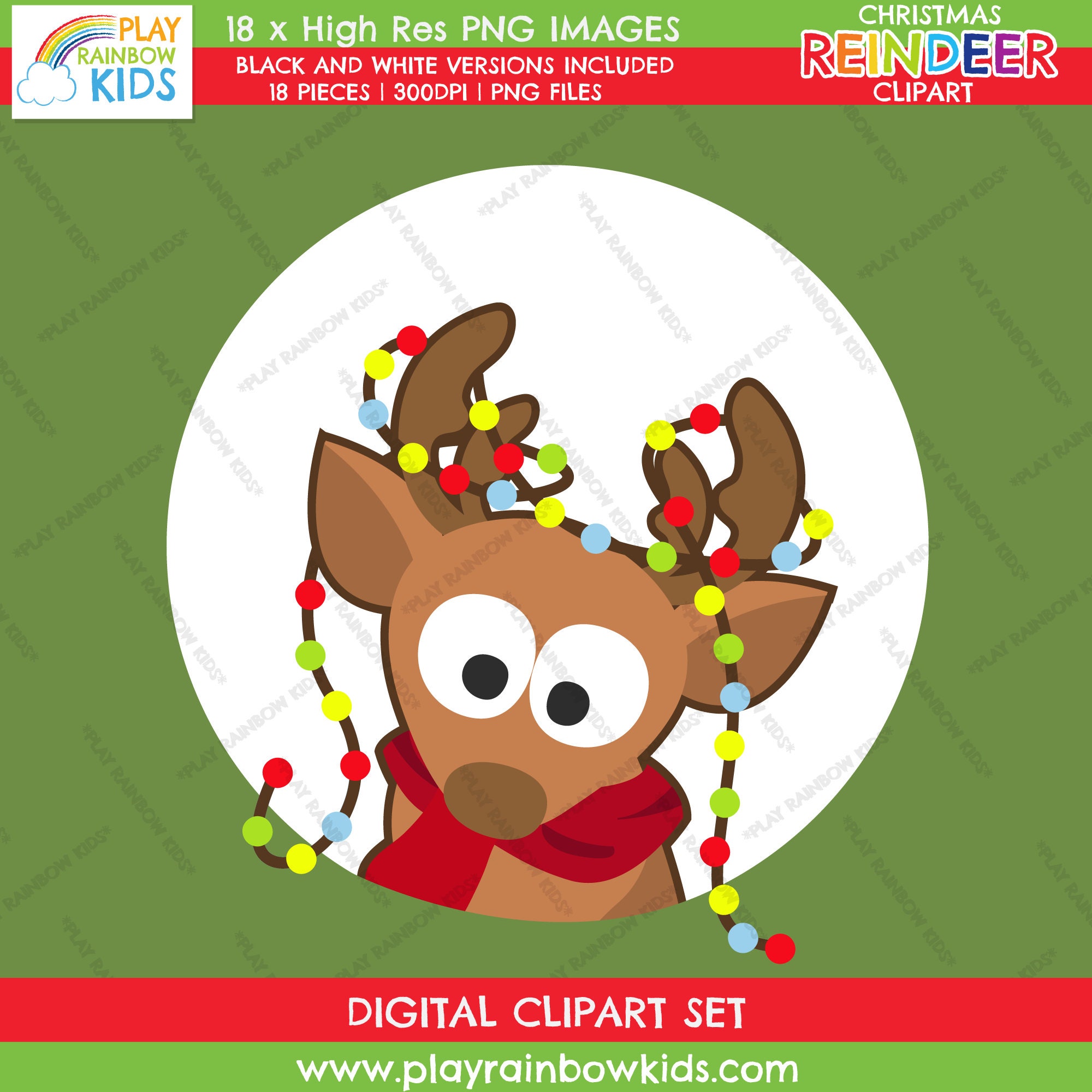 Reindeer Clipart Christmas Clipart Rudolph Red Nosed - Etsy