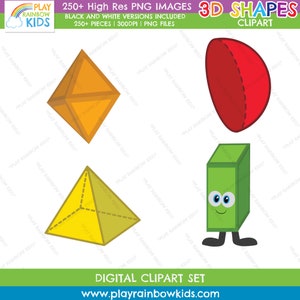 3D Shapes Clipart | Smiling Shapes| Math Clipart | Geometry | Instant ...
