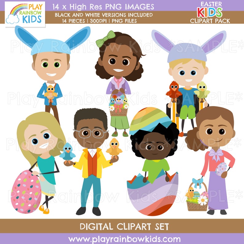 Easter Kids Clipart, Easter Clipart, Easter Graphics, Diversity Clipart ...