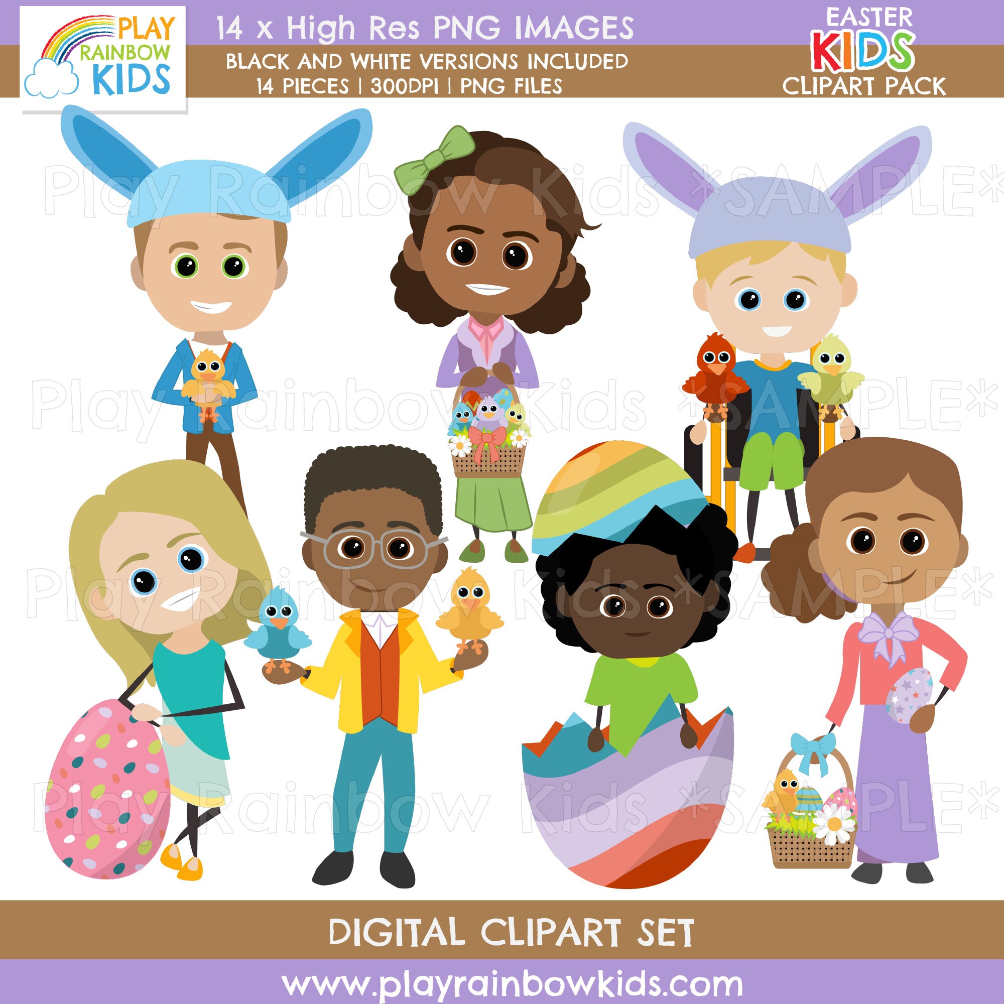 Easter Kids Clipart, Easter Clipart, Easter Graphics, Diversity Clipart ...