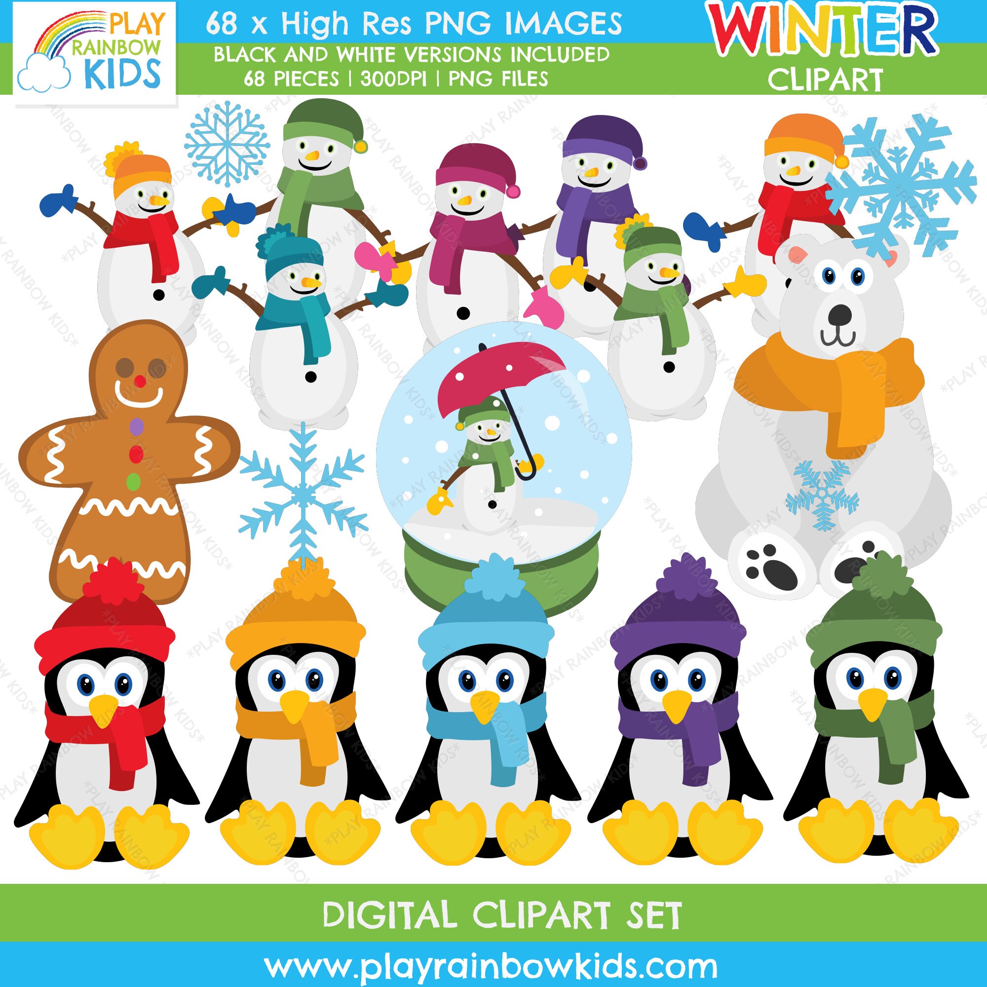Clipart Bundle, Four Seasons Clipart, Spring, Summer, Winter, Fall ...